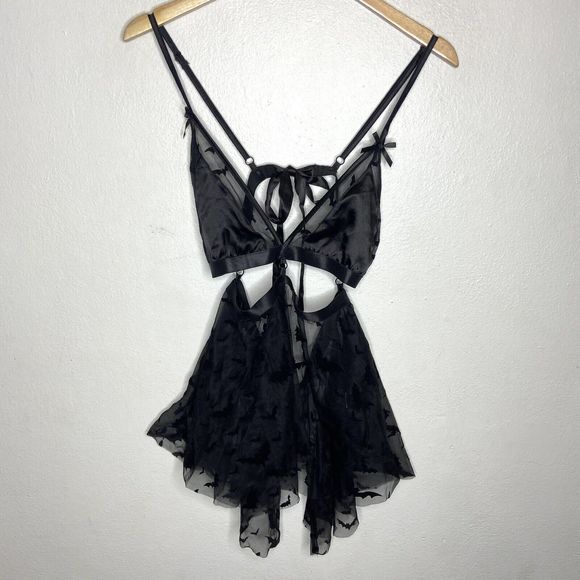 Unbranded | Intimates & Sleepwear | Sheer Black Bat Negligee Womens ...